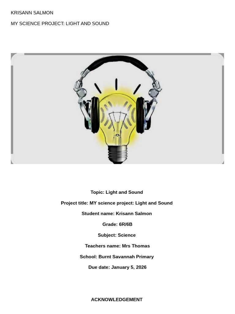 Light and Sound Science Project | PDF | Light | Sound