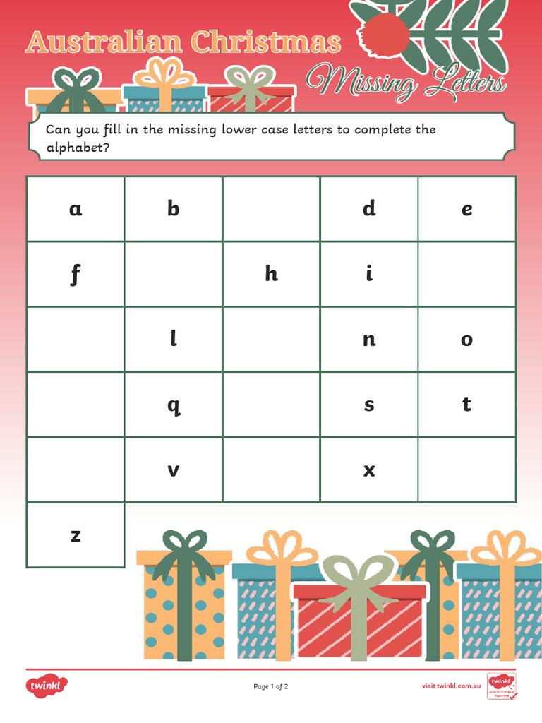 Au l 53376 Christmas Missing Letters Alphabet Activity Sheets English ...
