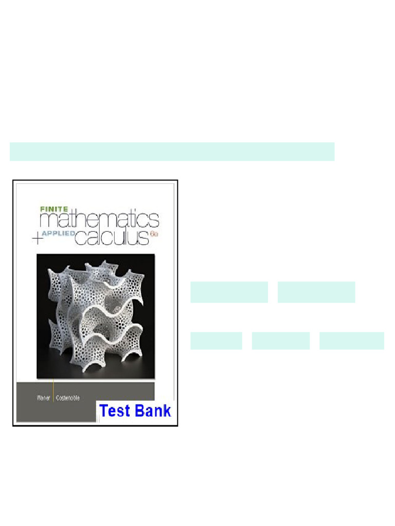 Finite Math and Applied Calculus 6th Edition Waner Test Bank pdf ...