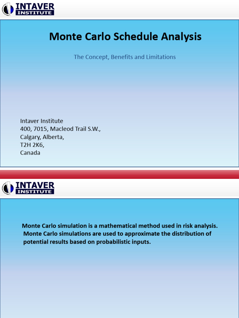 Monte Carlo Schedule Analysis Guide | PDF | Monte Carlo Method ...