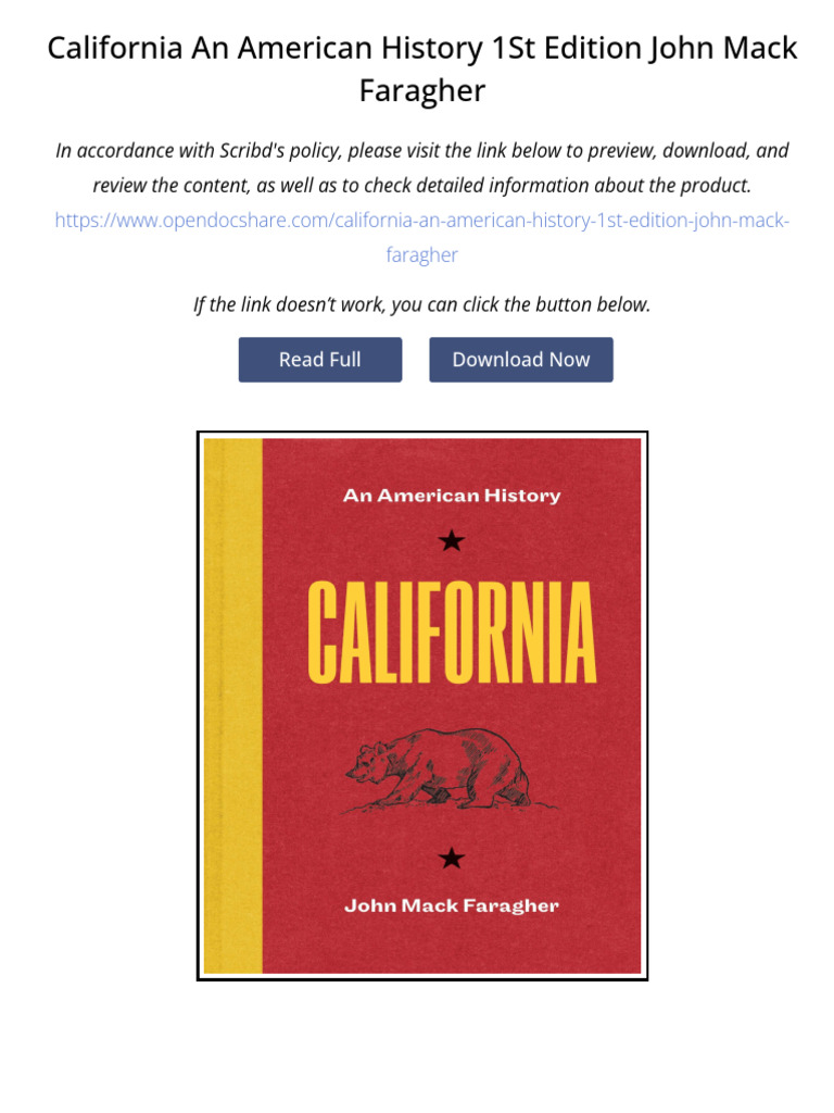 California An American History 1st Edition John Mack Faragher | PDF | Books