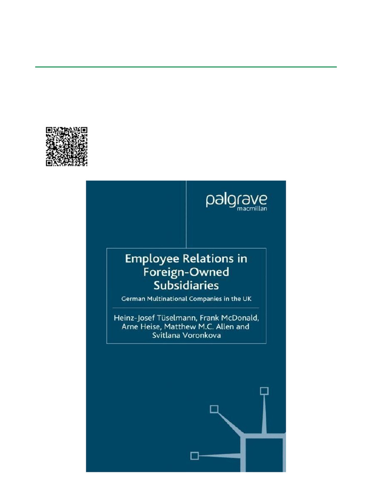 Employee Relations in Foreign Owned Subsidiaries German Multinational ...