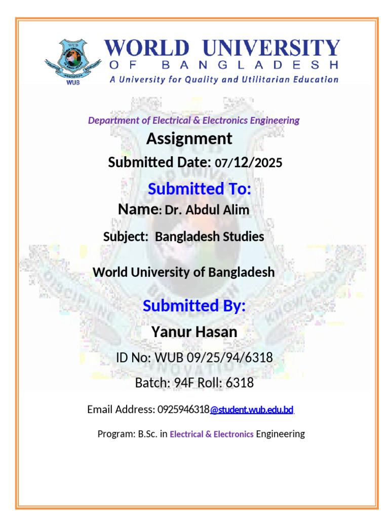 Bangladesh Studies Cover Page | PDF