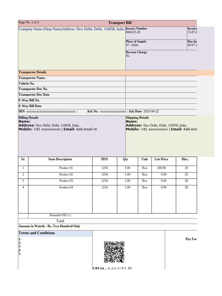 Transport Invoice Format 02 - Excel | PDF | Invoice | Chess Theory
