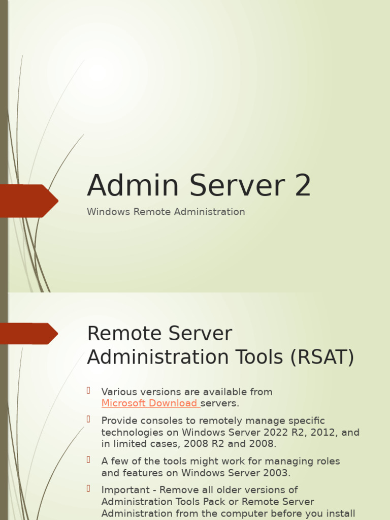 Windows Remote Administration Tools Guide | PDF | Microsoft Windows ...