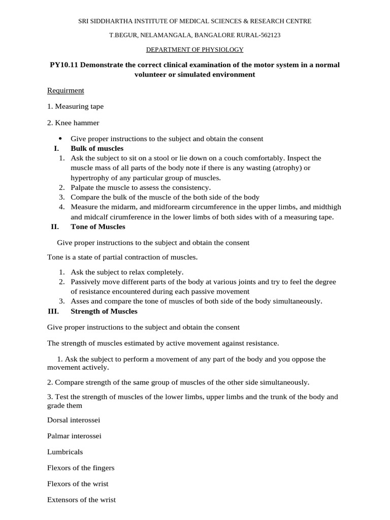 Clinical Examination of Motor System | PDF | Anatomical Terms Of Motion ...