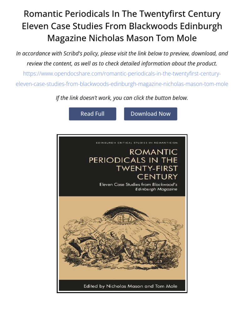 Romantic Periodicals In The Twentyfirst Century Eleven Case Studies ...