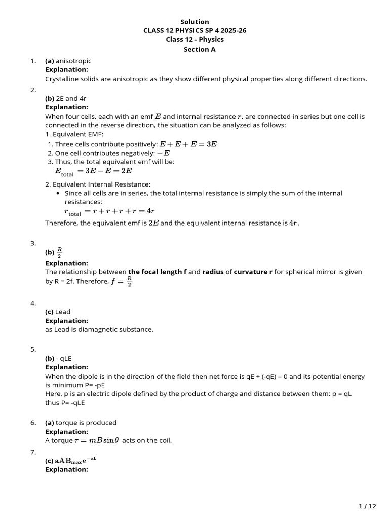 Solution Sample paper 4_70761818_2026_01_07_23_29 | PDF | Waves | Light