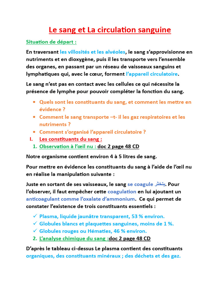 Comprendre le sang et la circulation sanguine | PDF | Sang | Lymphe