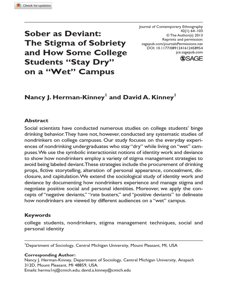 herman-kinney-kinney-2012-sober-as-deviant | PDF | Social Stigma ...