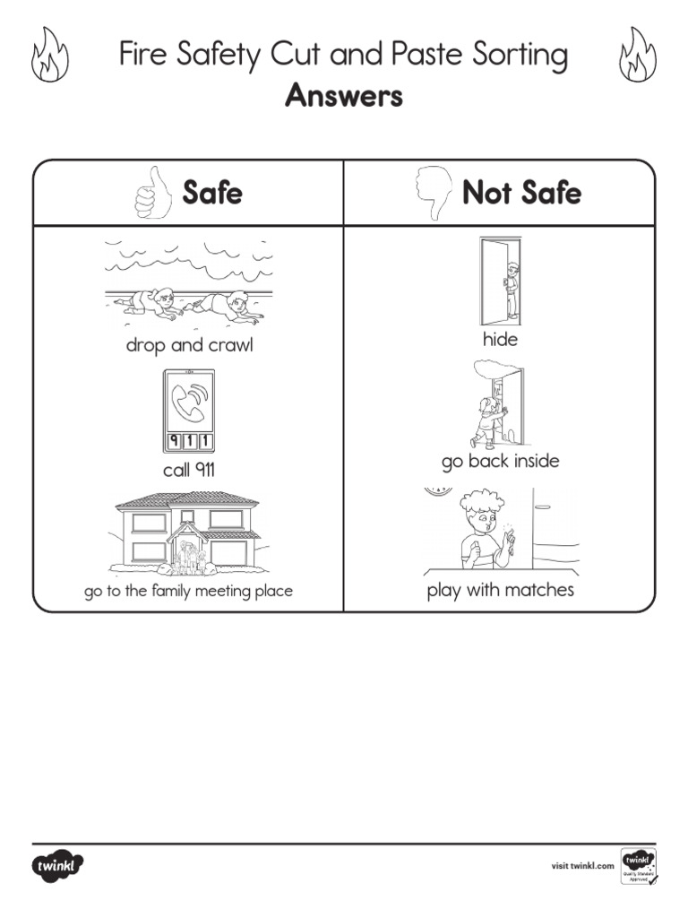 Answers Fire Safety Cut and Paste Sorting Activity | PDF