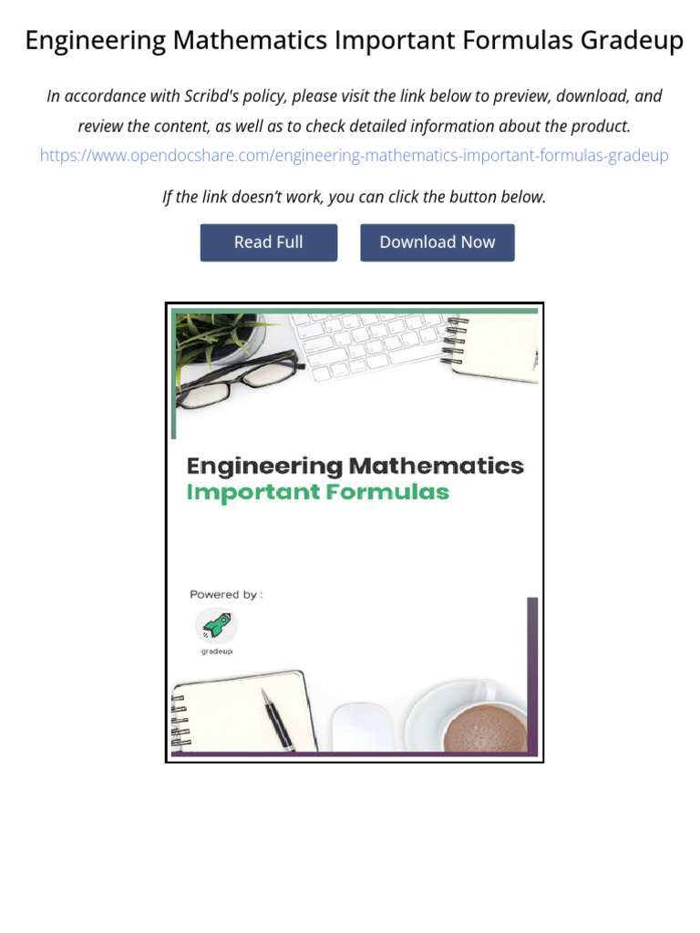 Engineering Mathematics Important Formulas Gradeup | PDF