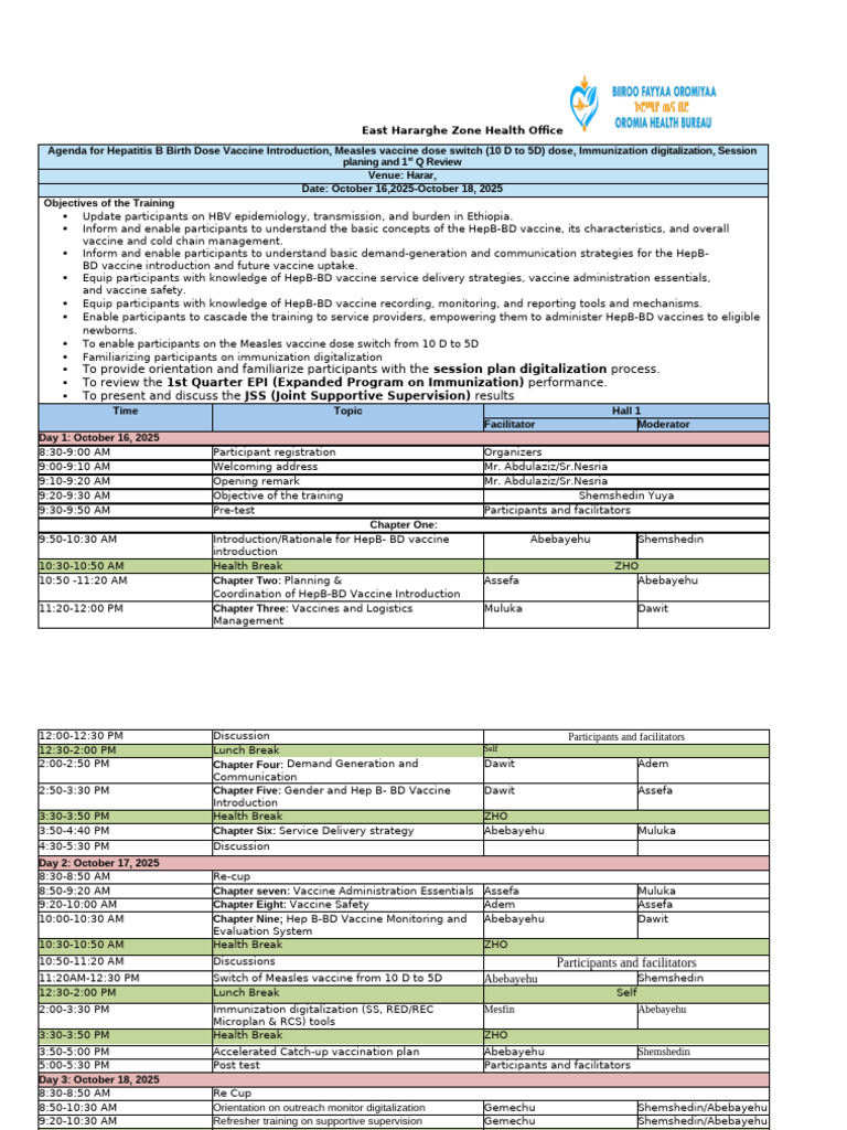 Agenda for HepB BD Measles 5 Dose and Immunization Digitalization | PDF ...