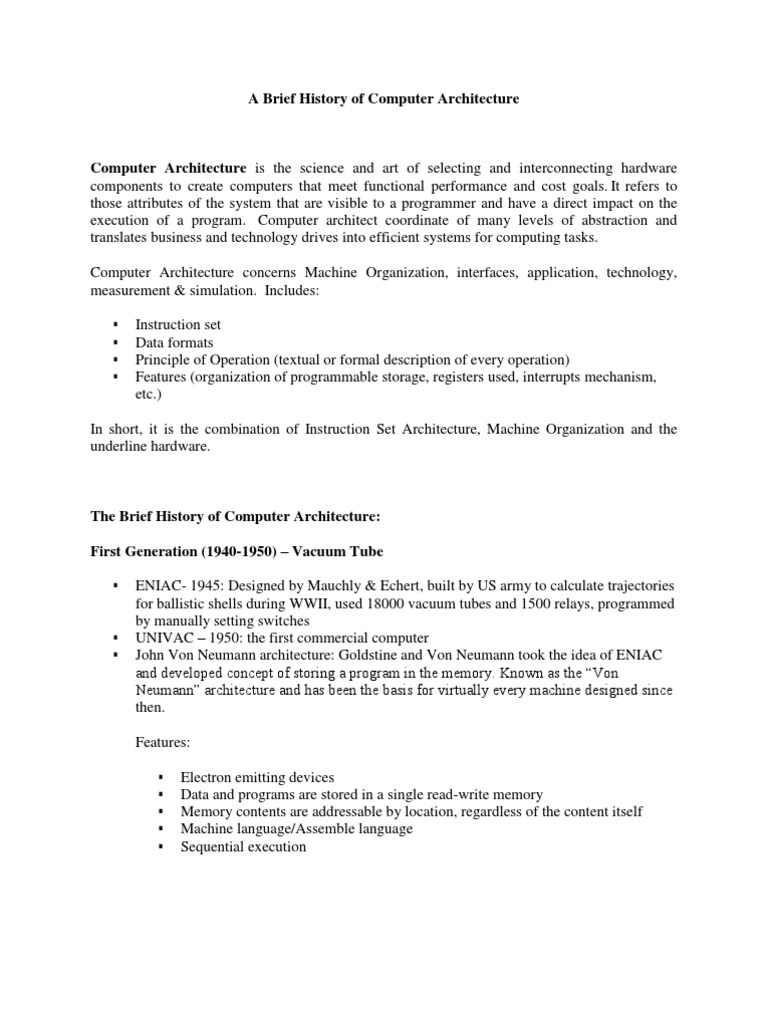 A Brief History of Computer Architecture | PDF | Central Processing Unit | Instruction Set