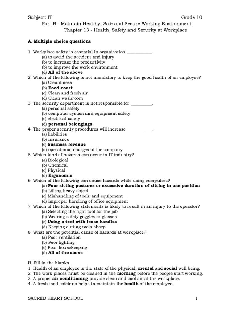 13. Maintain Healthy, Safe and Secure Working Environment - Unit 4 ...