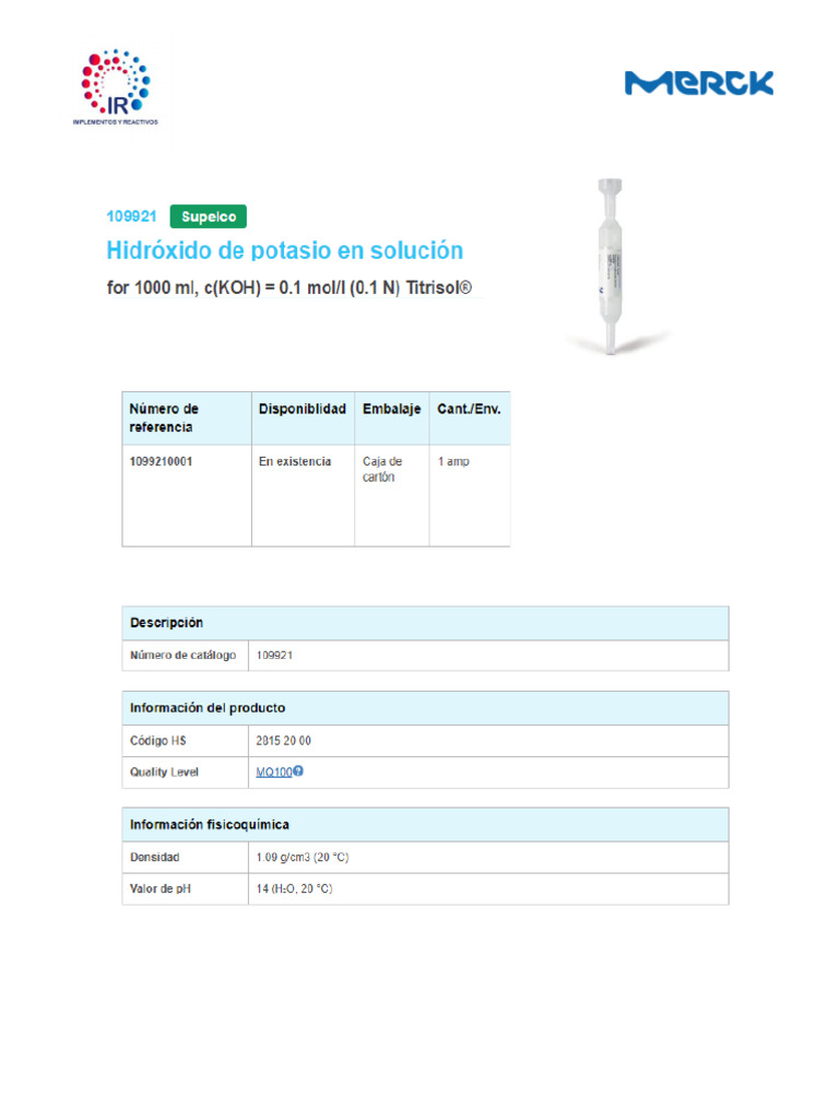 Ficha Tecnica Merck - Ac | PDF