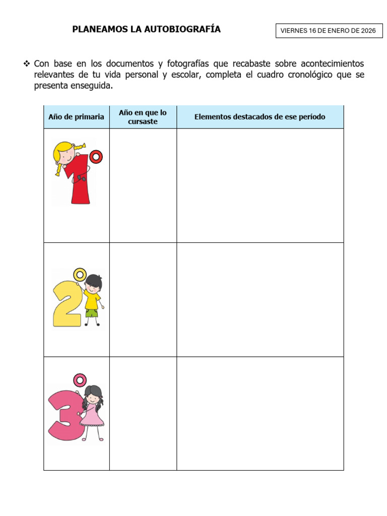 Cronología para Autobiografía Personal | PDF