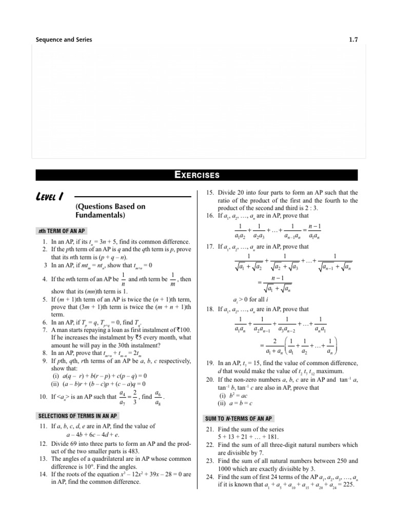 Sequence and Series LEVEL 01_250902_185855 | PDF | Number Theory ...