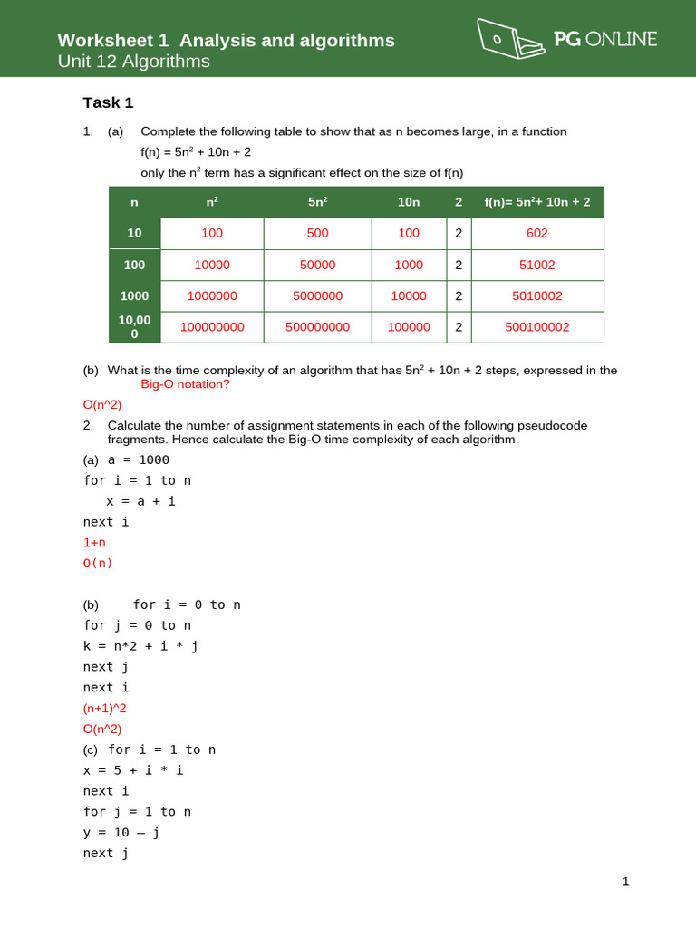 Algorithms Worksheet 1 Analysis and Design Of | PDF | Time Complexity | Vertex (Graph Theory)