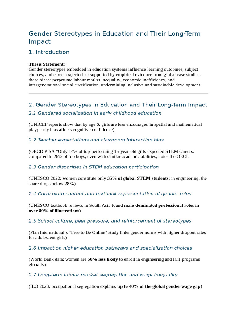 11 Gender Stereotypes in Education and Their Long-Term Impact | PDF ...