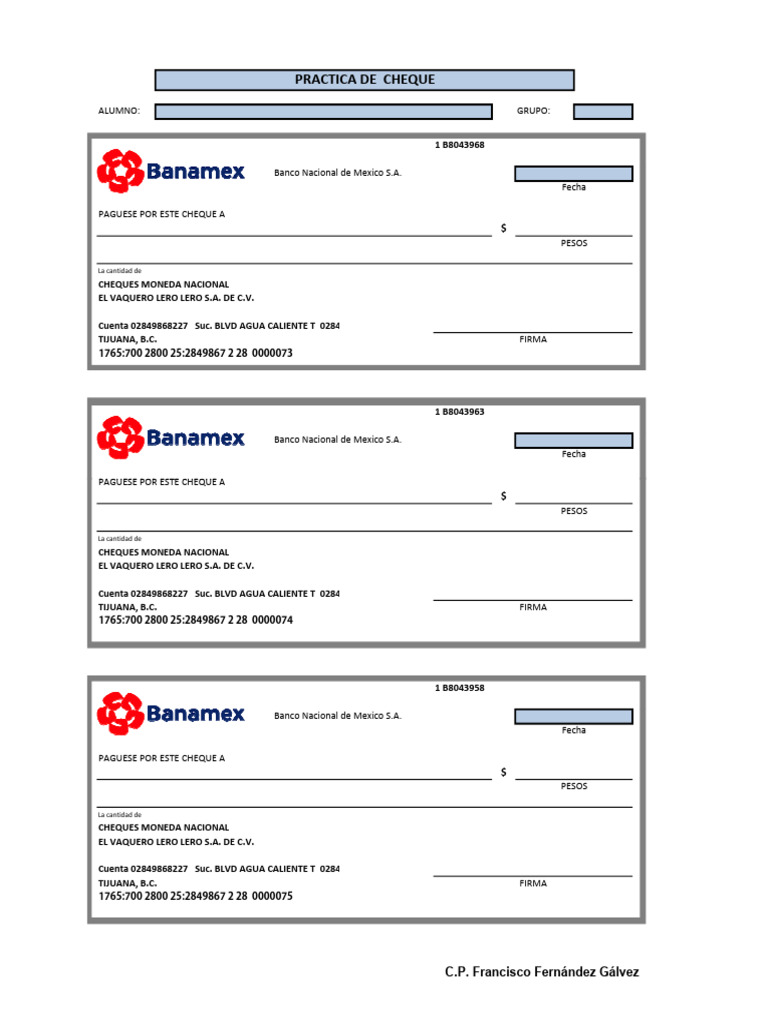 Ejemplo de Cheque en México | PDF