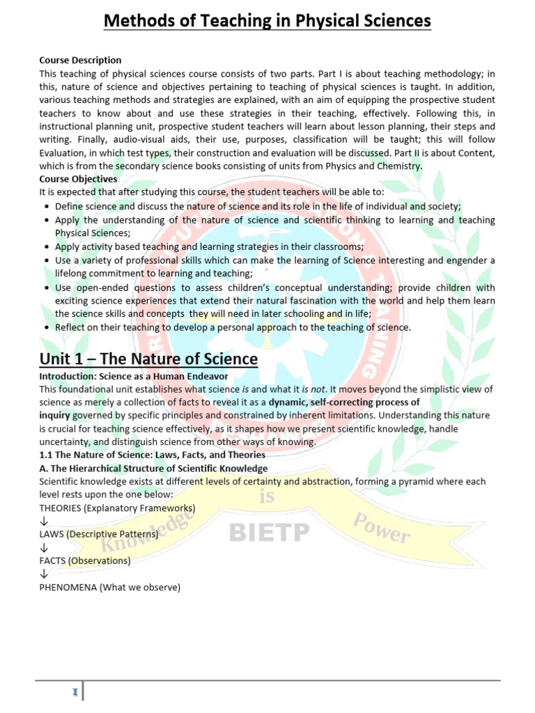 Teaching Methods for Physical Sciences | PDF | Science | Theory