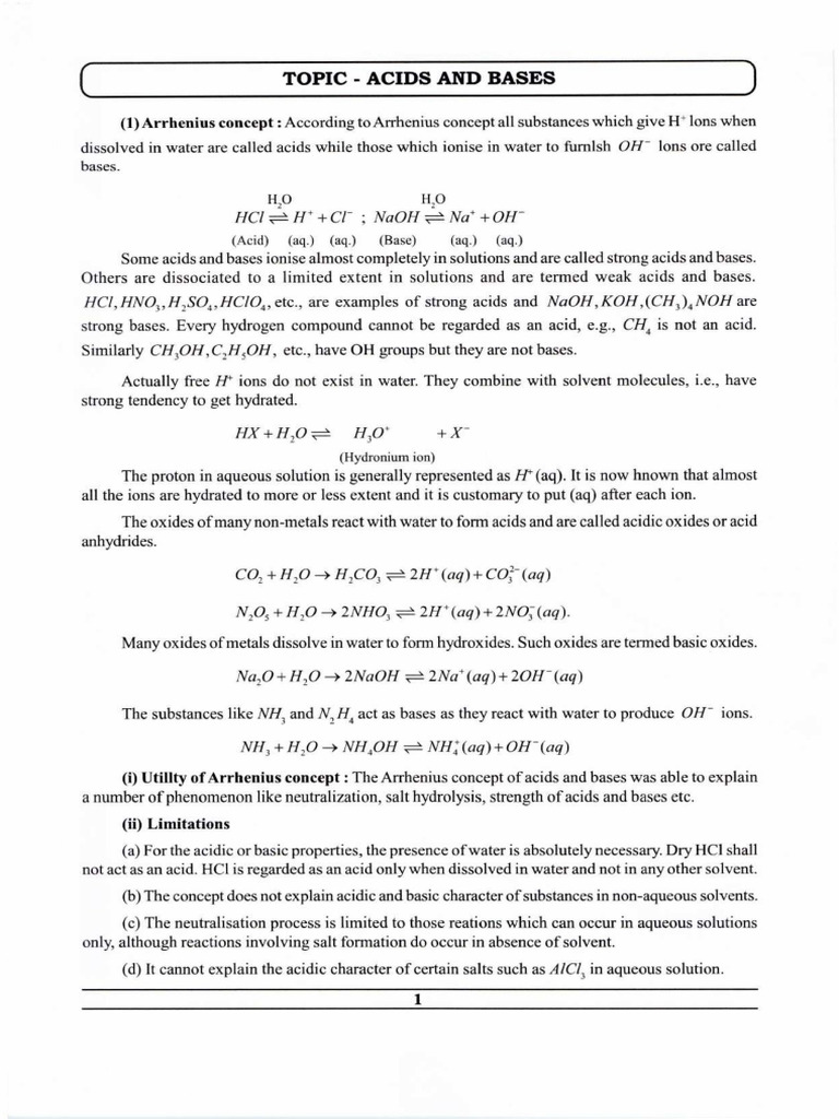 Acid & Bases (Chemistry) | PDF