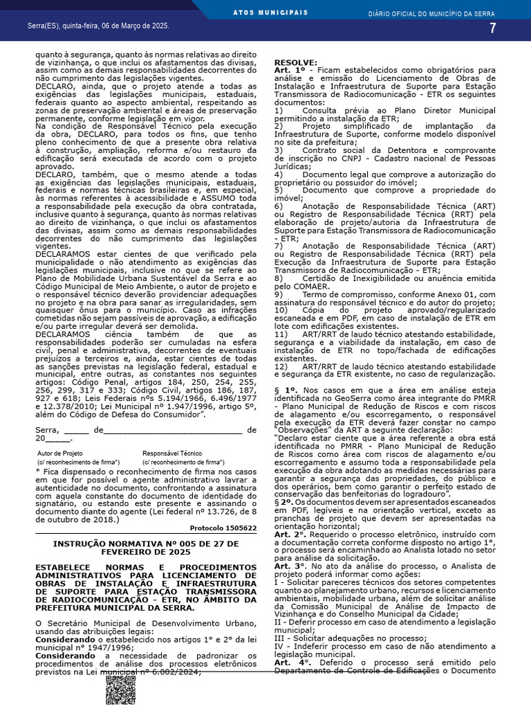 INSTRUÇÃO NORMATIVA SERRA 005-2025_06.03.2025 | PDF | Acessibilidade ...