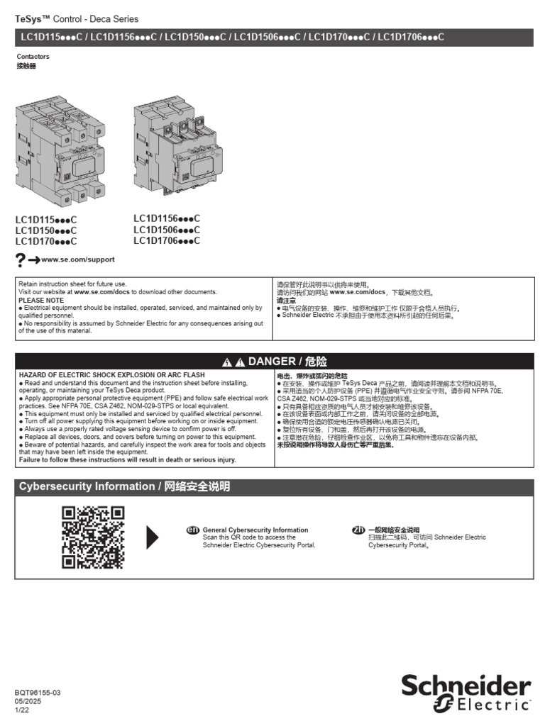 TeSys Deca Contactor Installation Guide | PDF | Electricity ...