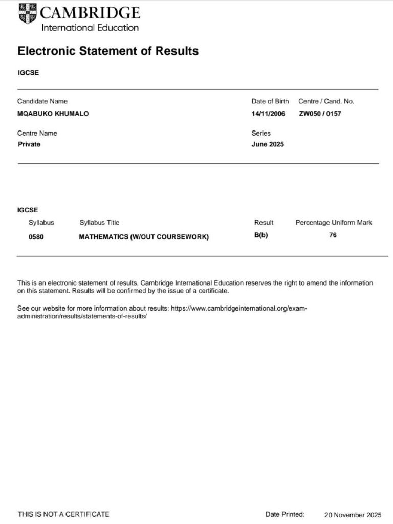 Statement of Results | PDF