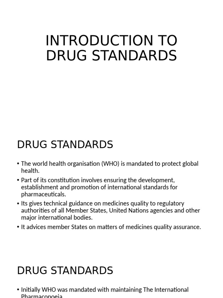 WHO Drug Standards and Quality Assurance | PDF | Pharmaceutical ...