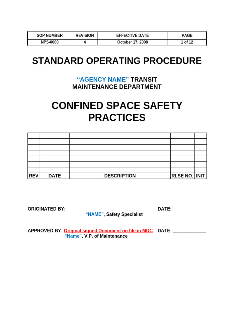 NPS-0525 Confined Space Safety Practices | PDF | Workplace | Working ...