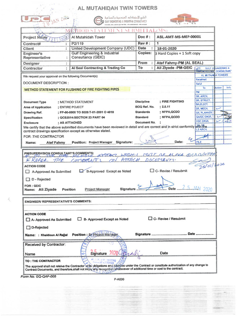 Asl Amt Ms Mep 00001 Rev 01 Flushing Ff Piping | PDF