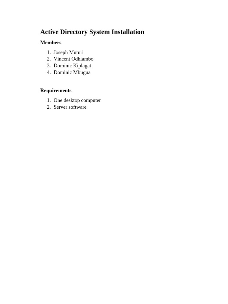 Active Directory System Installation | PDF