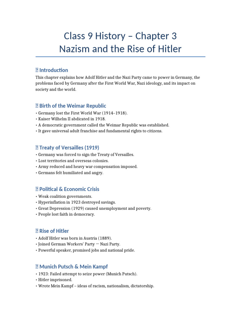 Rise of Hitler and Nazi Ideology | PDF