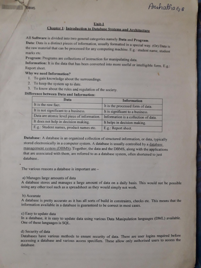 DBMS Notes | PDF