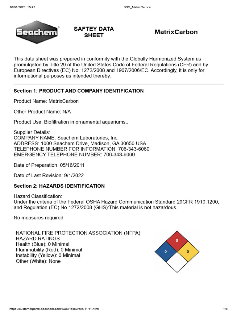 SDS_MatrixCarbon - FDS | PDF | Toxicity | Dangerous Goods