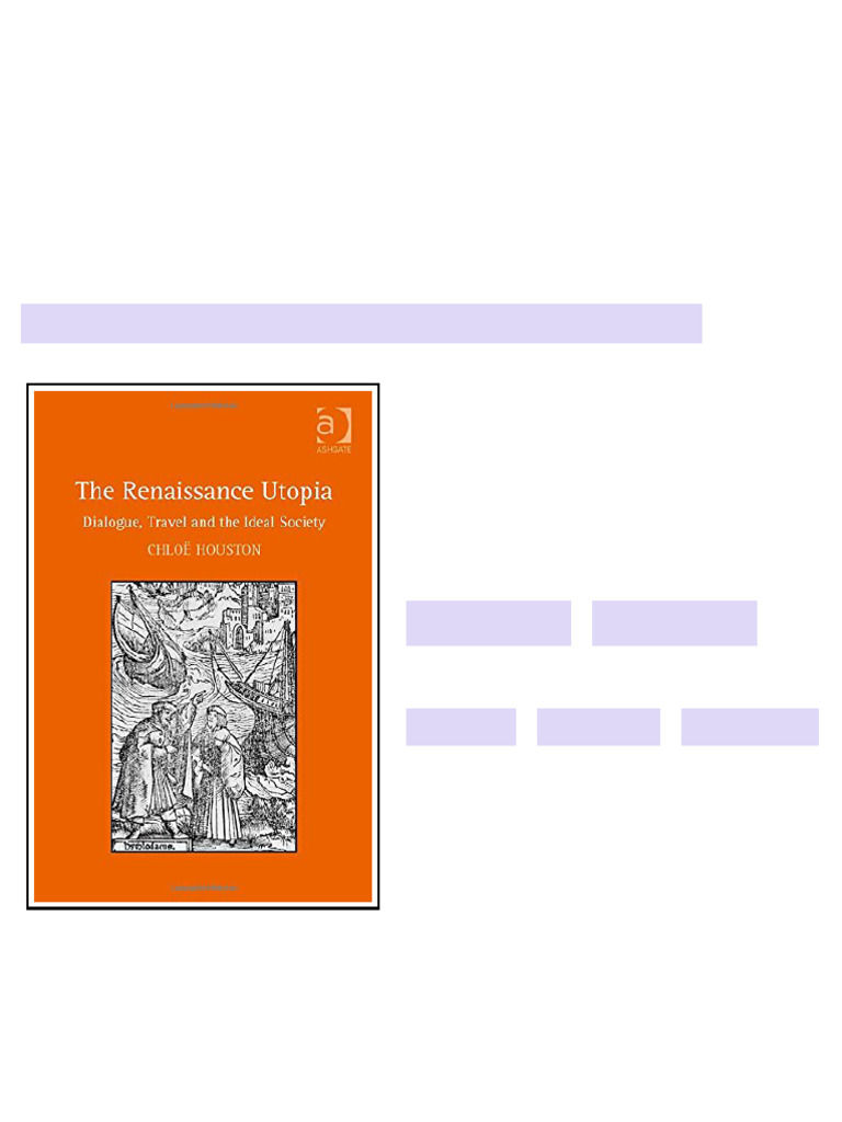 The Renaissance Utopia Dialogue Travel and the Ideal Society Chloë ...