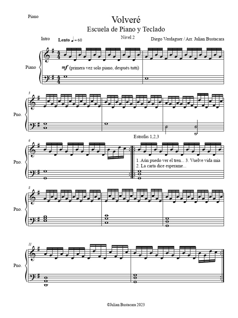 Volveré - Diego Verdaguer Piano | PDF