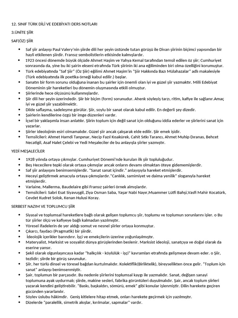 12.Sinif Ders Notu | PDF