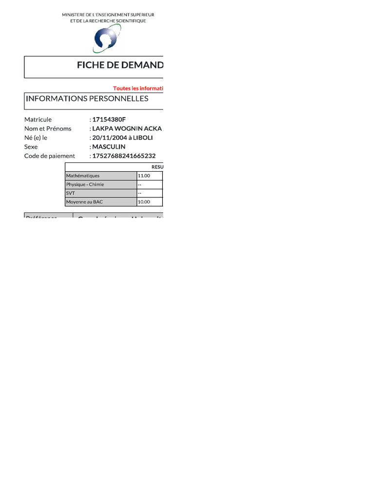 Fiche Demande (1) | PDF