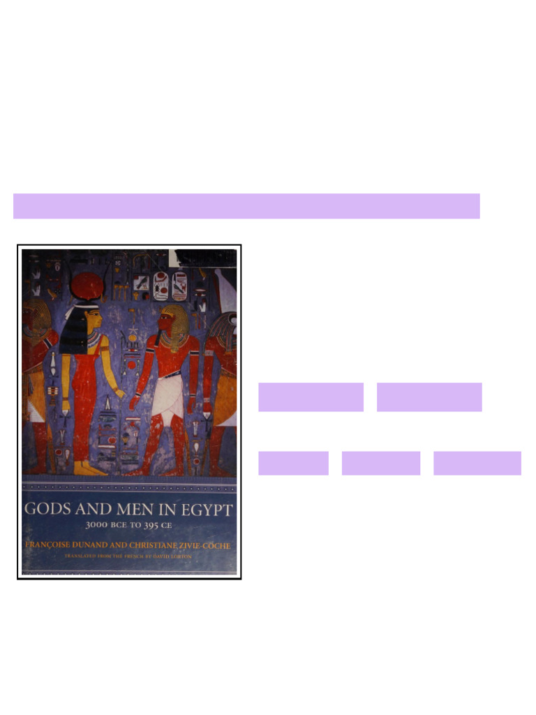 (Ebook) Gods and men in Egypt : 3000 BCE to 395 CE by Francoise Dunand ...
