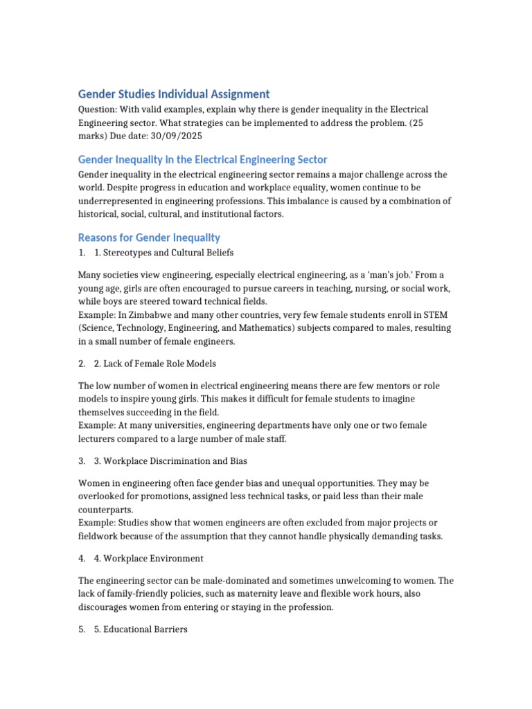 Addressing Gender Inequality in Engineering | PDF | Gender Studies ...