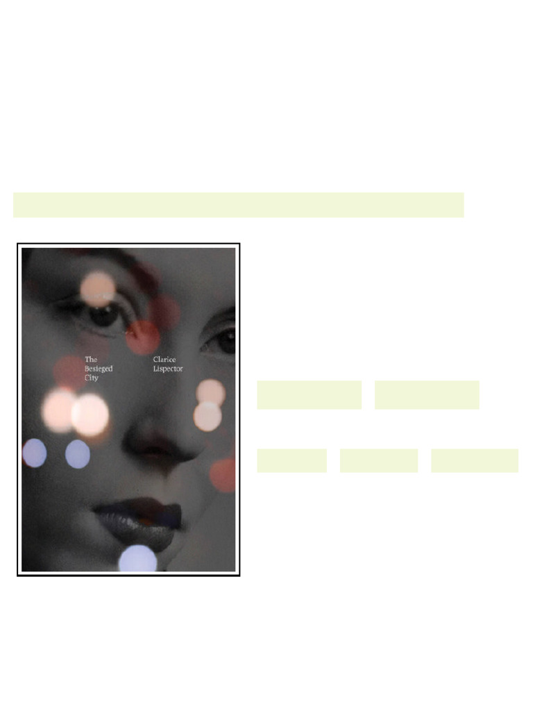 The Besieged City Clarice Lispector Johnny Lorenz Translation ebook ...