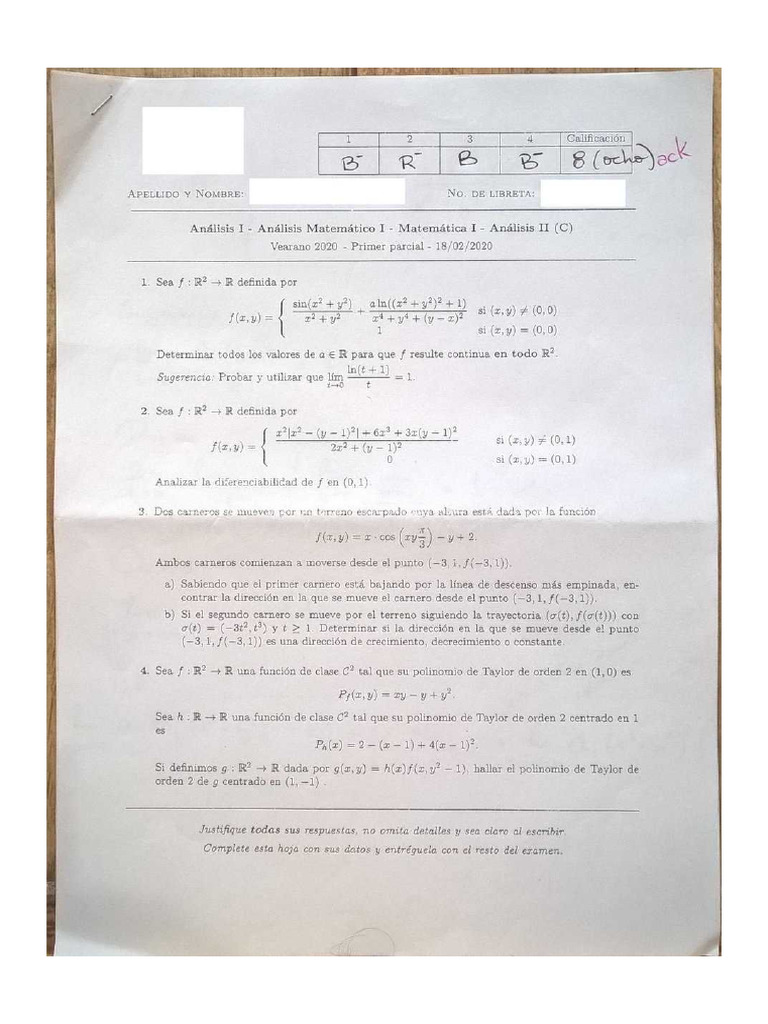 Parcial Verano 2020 (Algunos ejs resueltos) | PDF