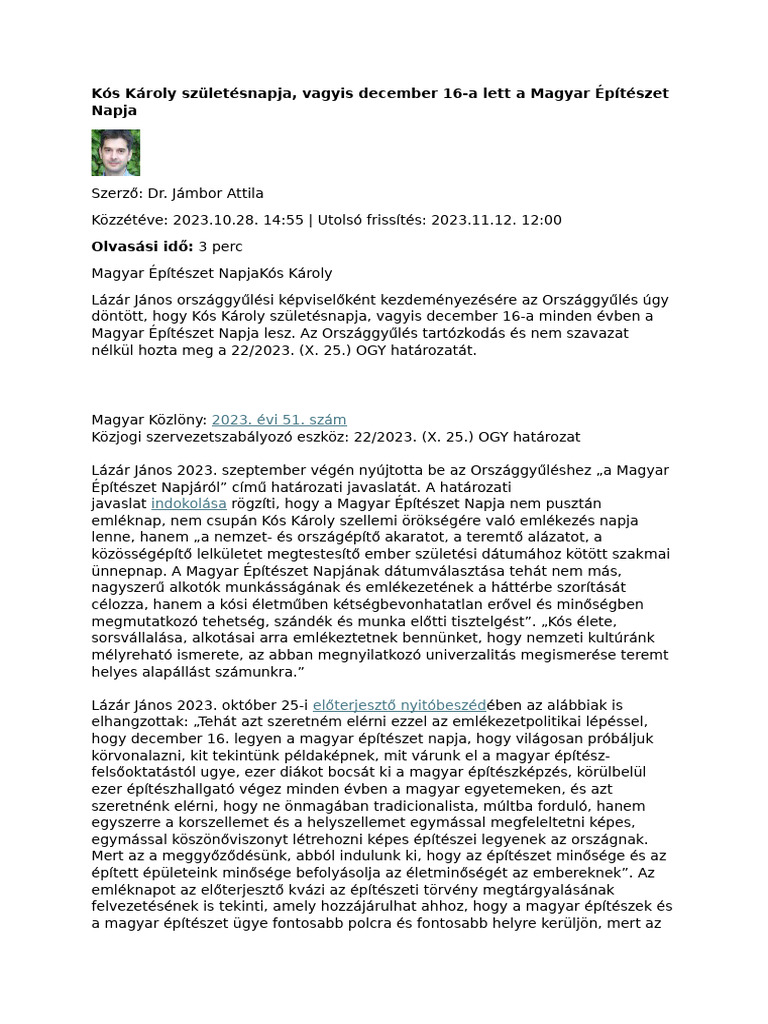 Kós Károly Születésnapja, Vagyis December 16-A Lett A Magyar Építészet ...