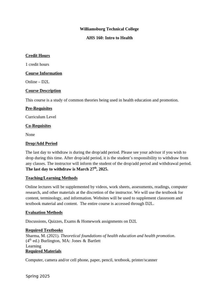 AHS 160 2025 Late Start | PDF | Academic Dishonesty | Learning