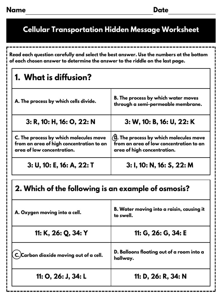 Demarcus Stokes - Cellular Transportation Hidden Message Worksheet (SE ...