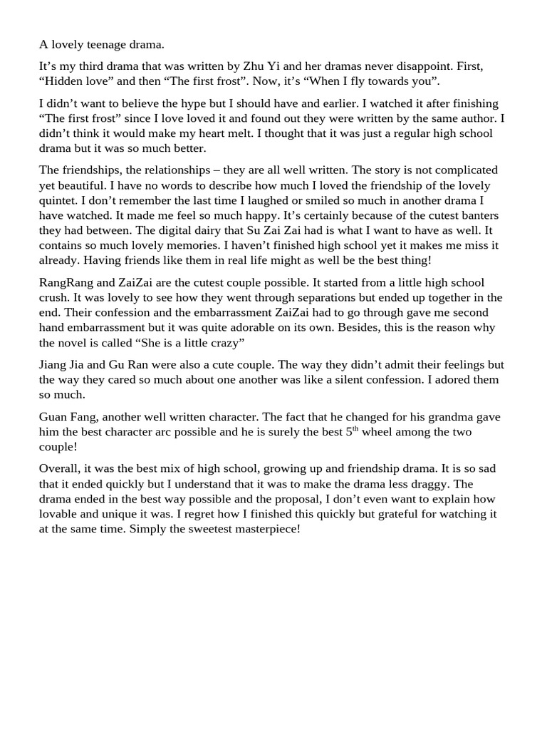 When I Fly Towards You Review 27.06.2025 | PDF