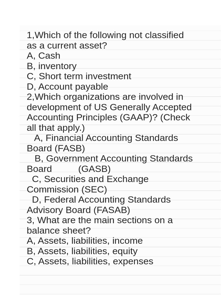 Accounting Principles and Concepts Quiz | PDF